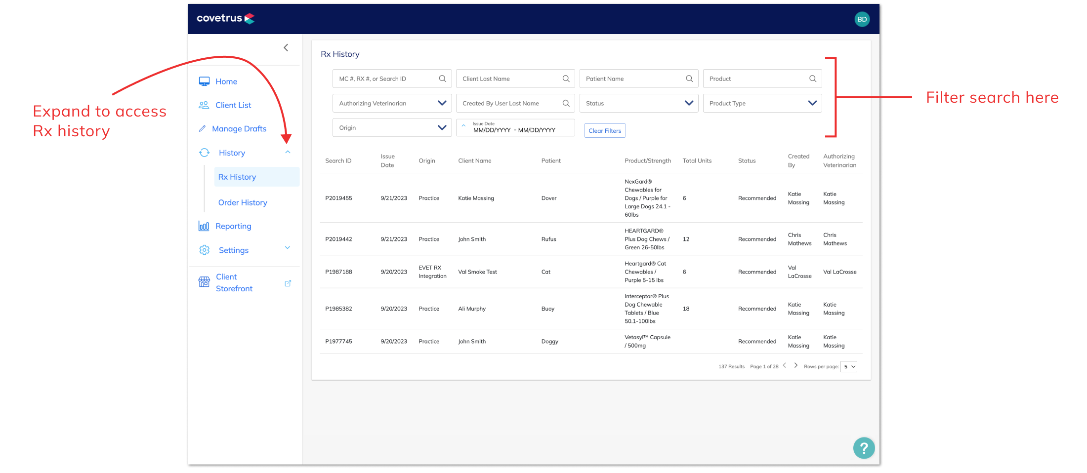 Rx History – Covetrus