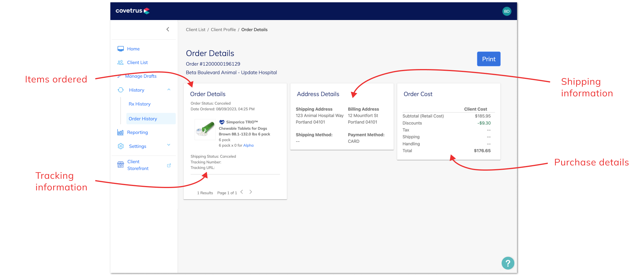 Order History – Covetrus