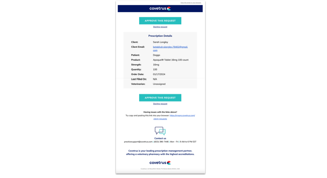 Setting Up Email Notifications for Pending Client Requests – Covetrus