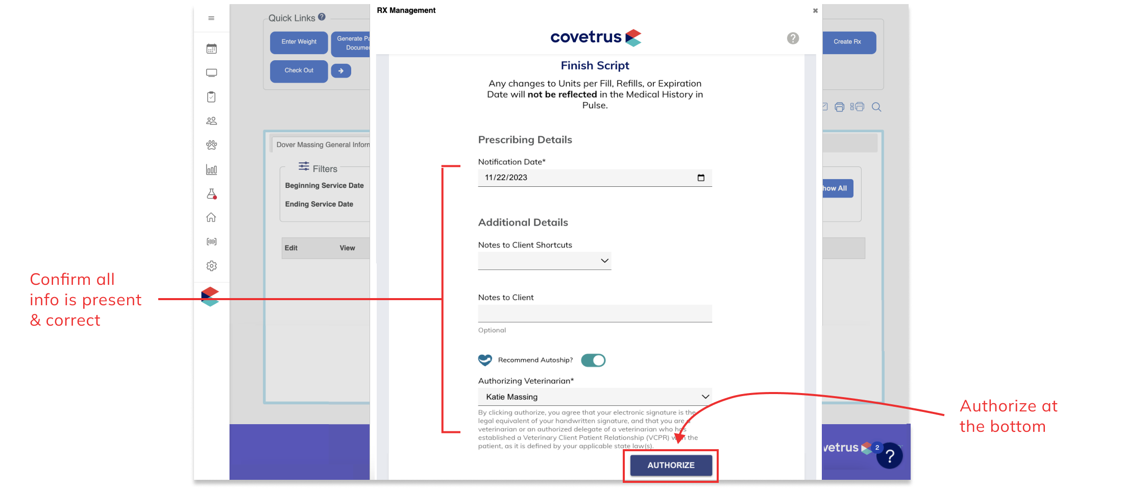 Covetrus Pulse™ & Covetrus® vRxPro Integration: Create Rx – Covetrus