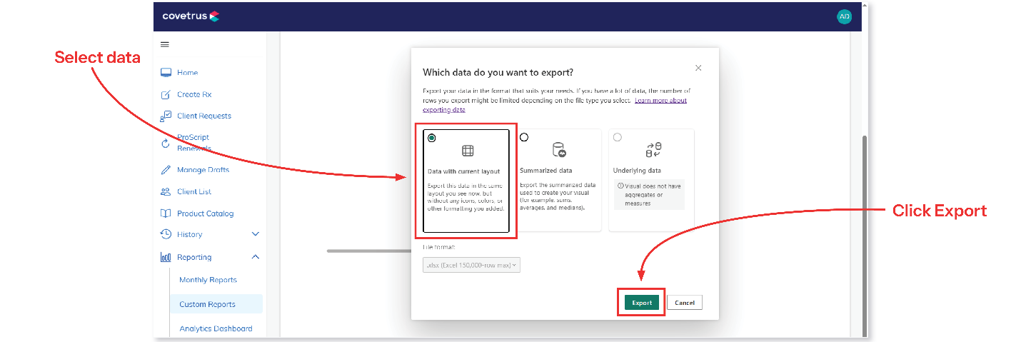 Accessing Custom Reports – Covetrus