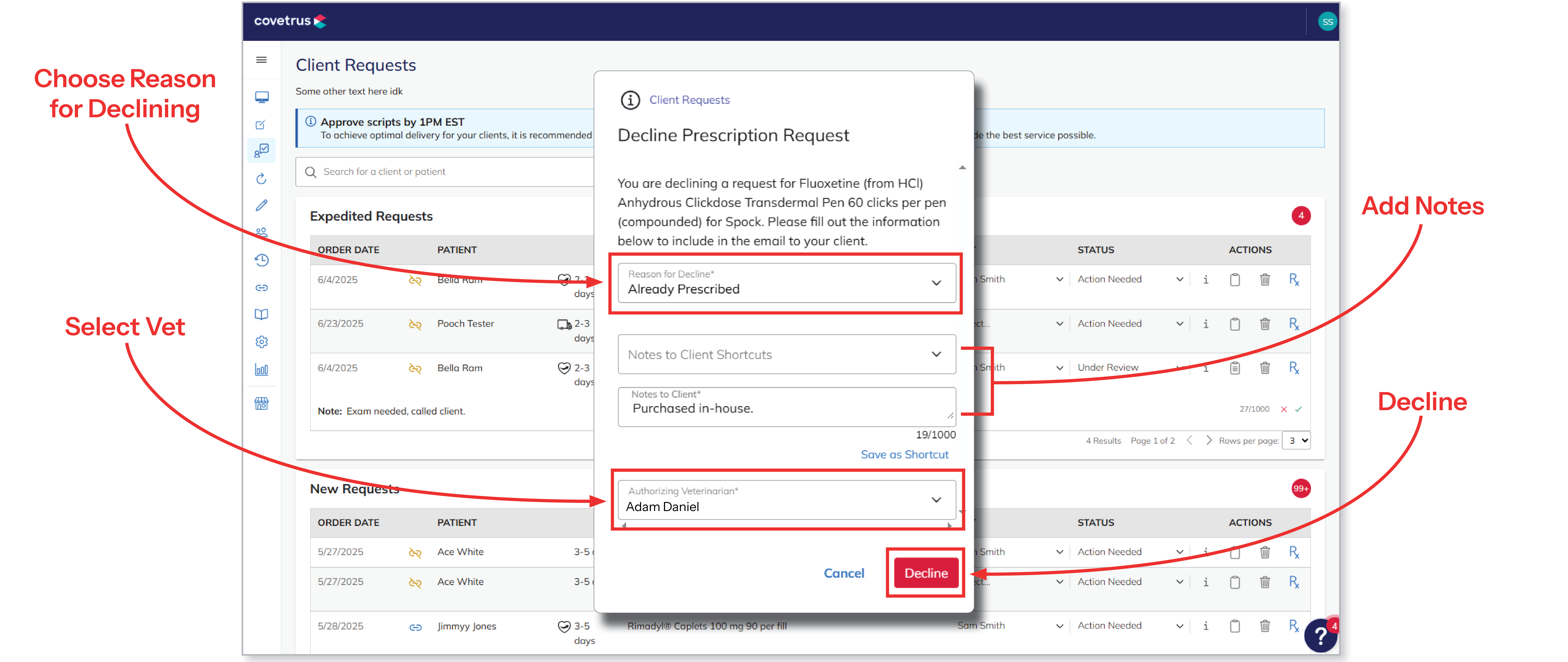 Declining Client Requests – Covetrus