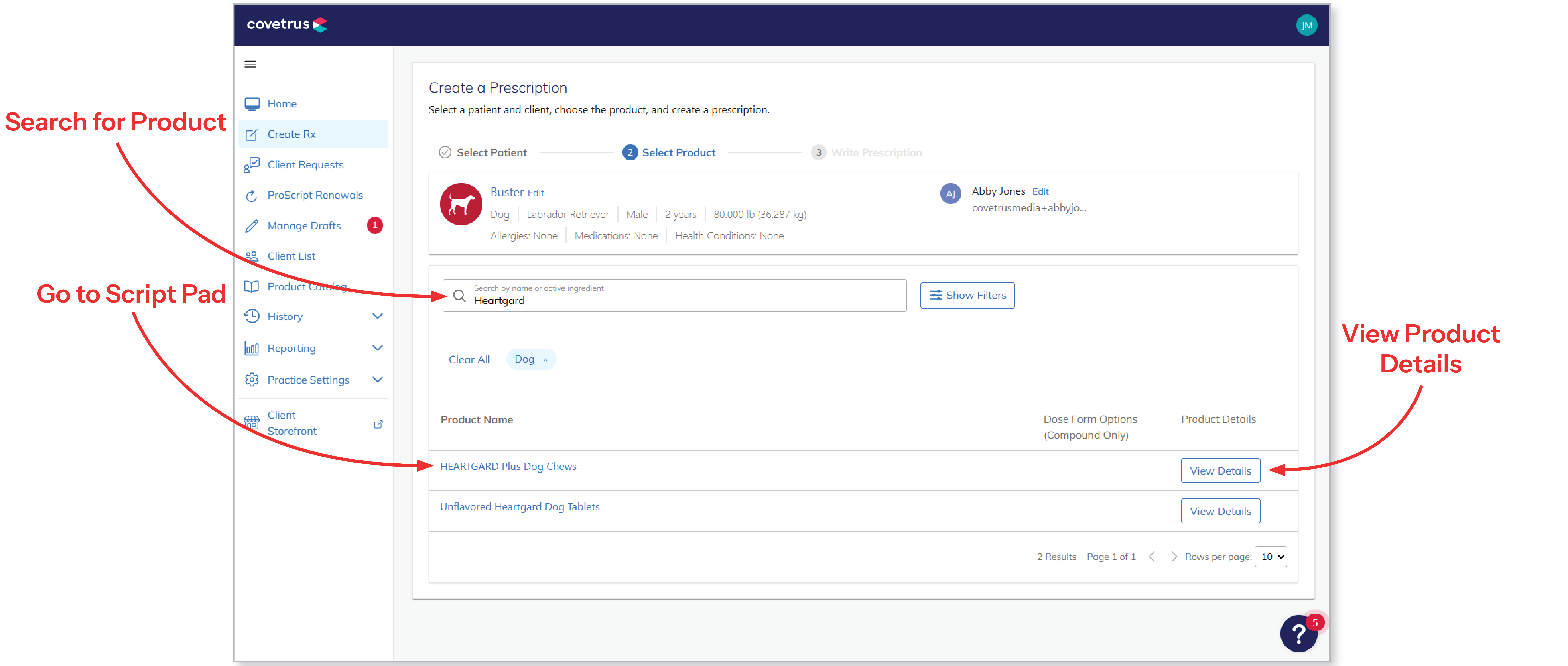 Creating a New Prescription (ProScript) – Covetrus