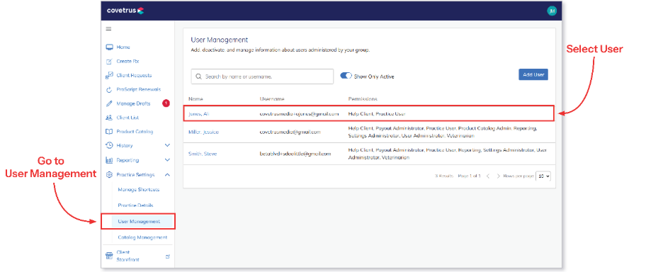 Resetting User Passwords – Covetrus