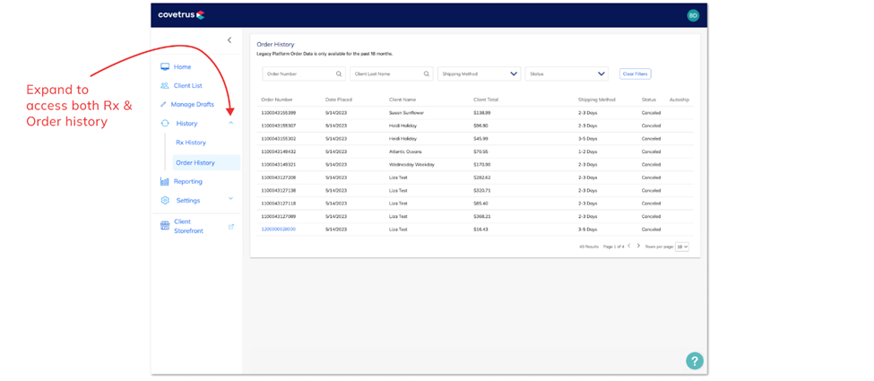 Tracking client orders – Covetrus