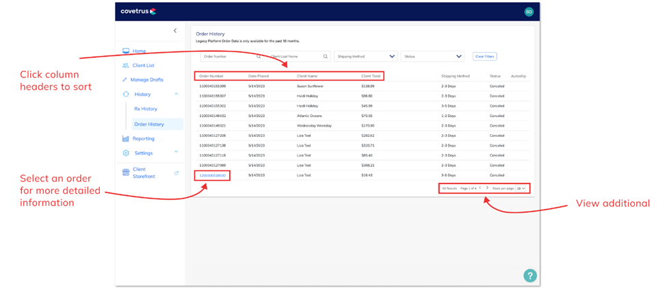 Tracking client orders – Covetrus